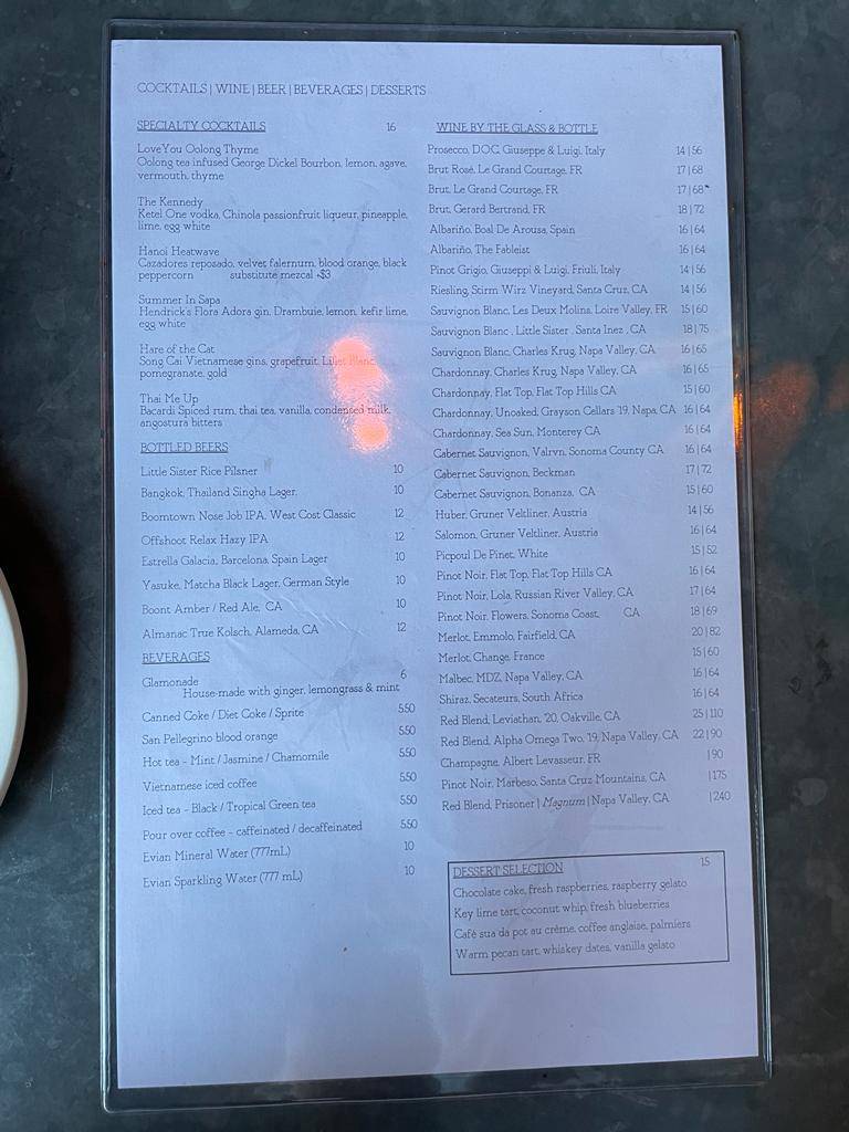 Menu at Little Sister restaurant, Redondo Beach