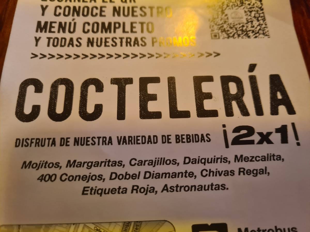 Carta del restaurante Los Tritones Insurgentes, Ciudad del México