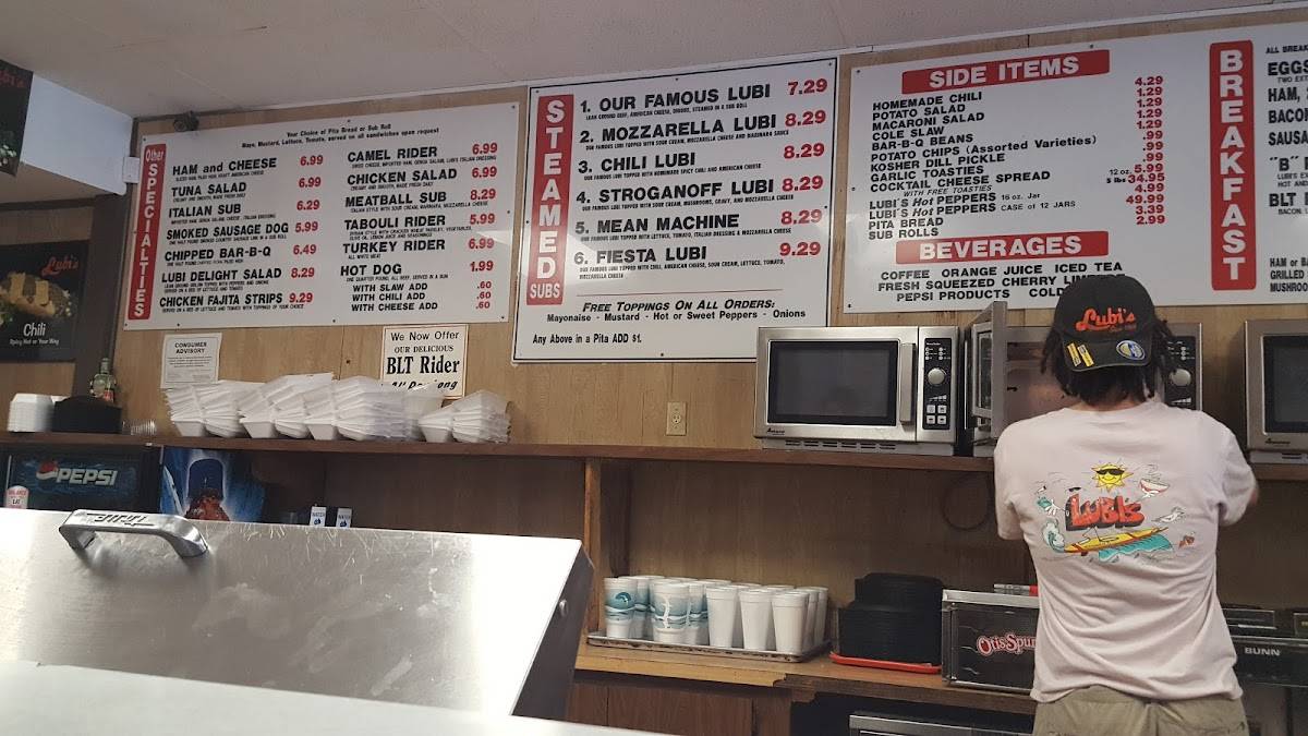 Menu at Lubi's Hot Subs fast food, Jacksonville, Beach Blvd