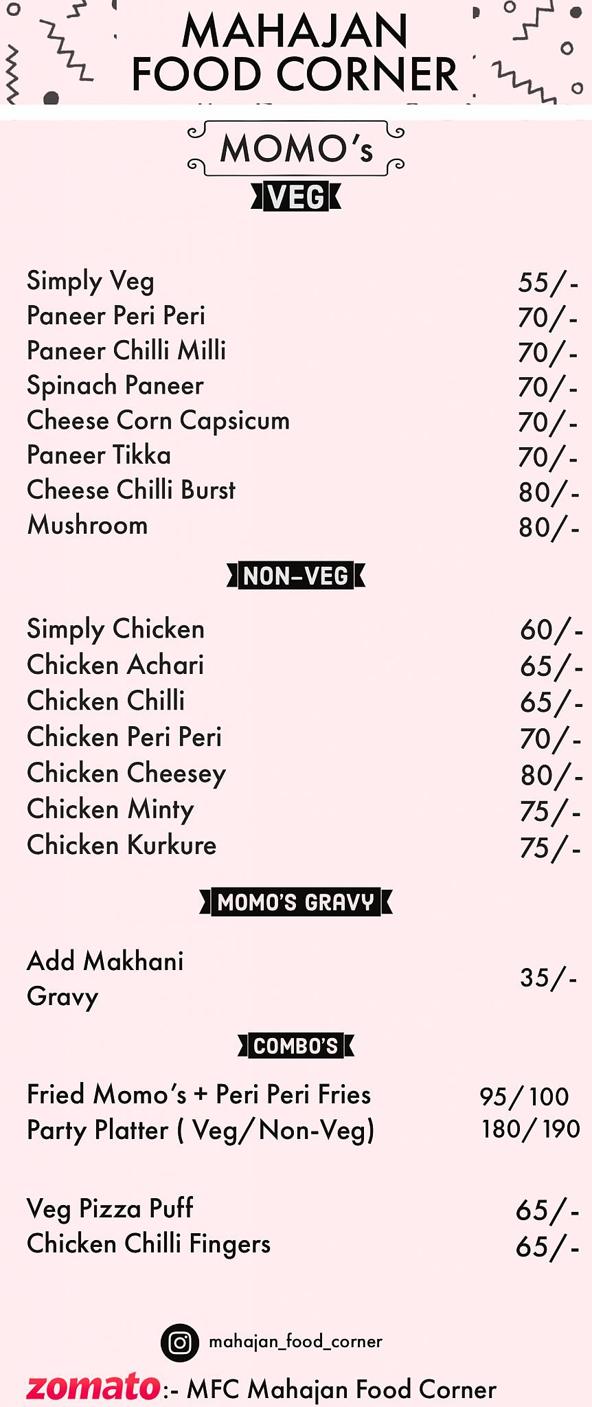 Menu at Mahajan Food Corner - Best Food corner in Mulund., Mumbai