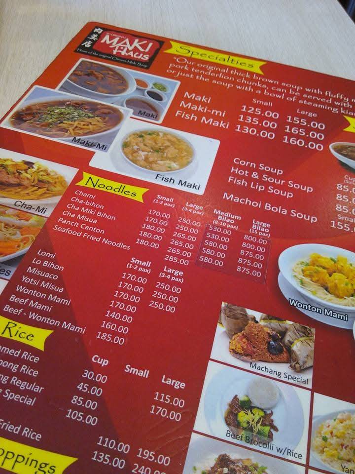 Menu at Maki Haus restaurant, Quezon City, Banawe St