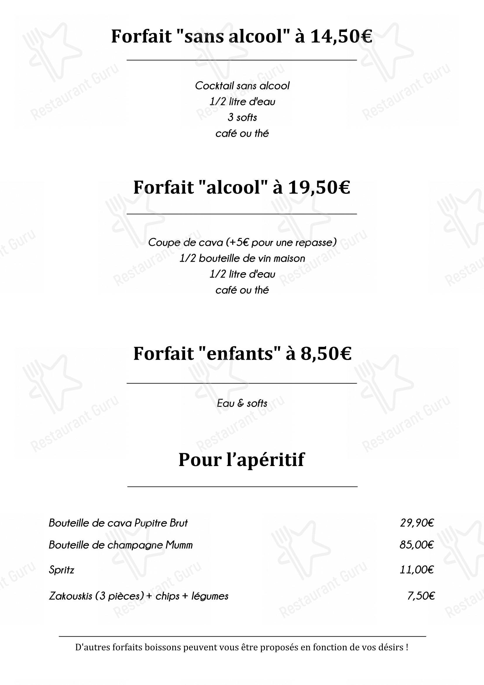 Menu au Restaurant Maximus, Nivelles