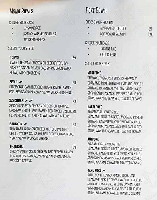 Menu at Momo Roku, Sandton