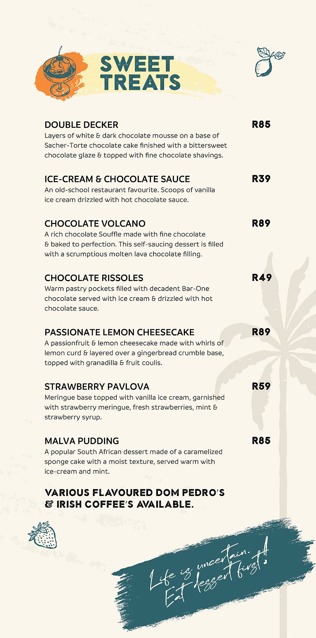 Menu at Mozambik Wilsons Wharf restaurant, Durban