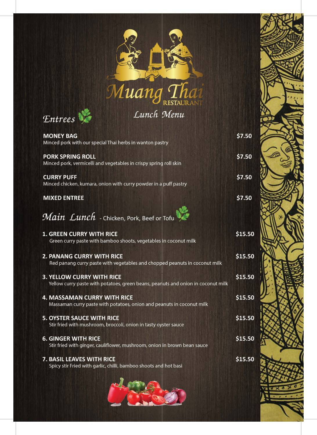 Menu at Muang Thai Pukekohe Restaurant, Pukekohe