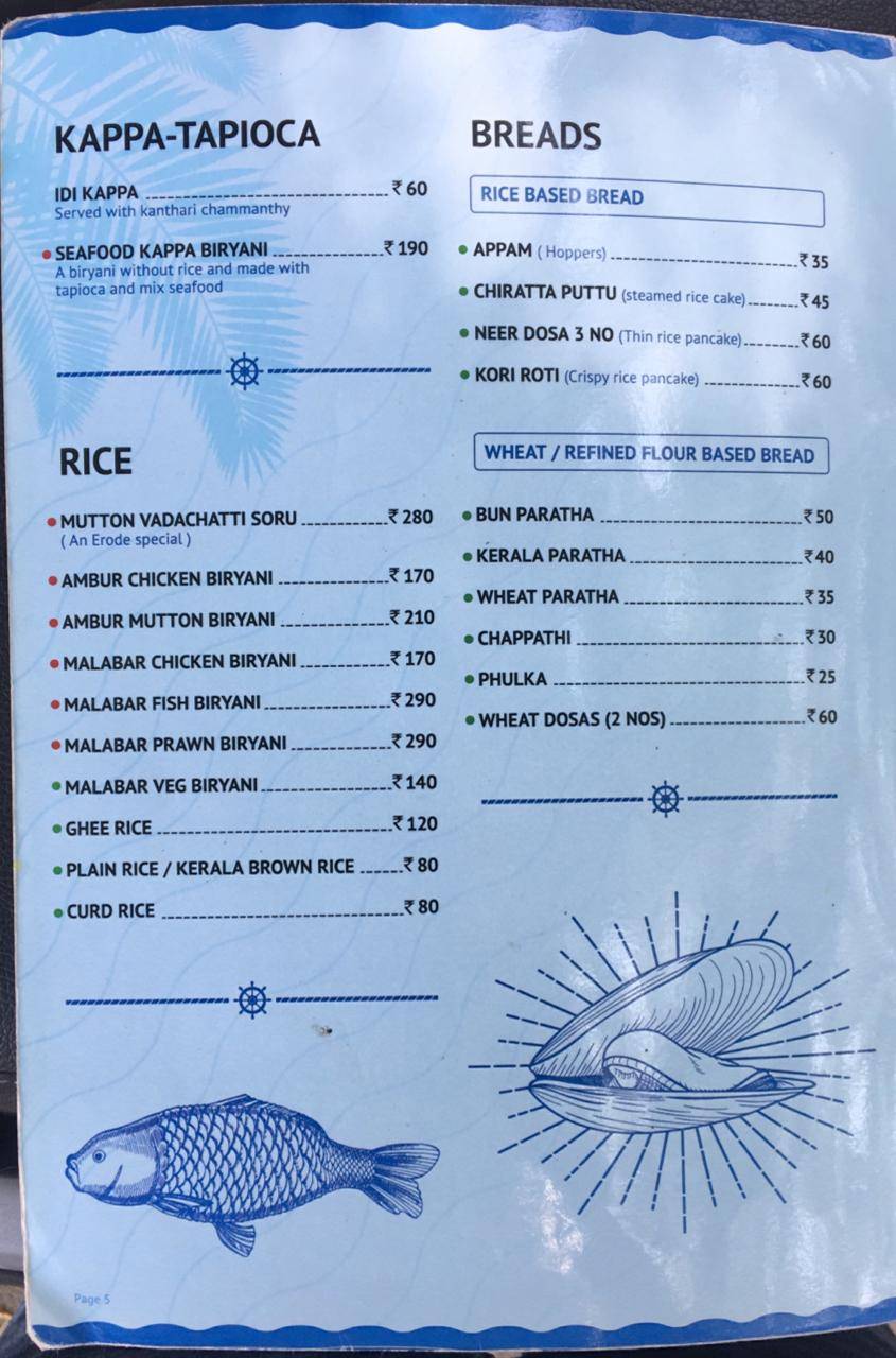 Menu at Neydhal The Coast, Coimbatore, 9/36 A