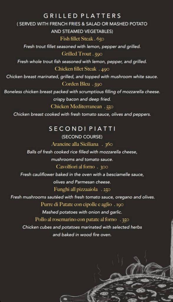 Menu at Nightingale, Naggar