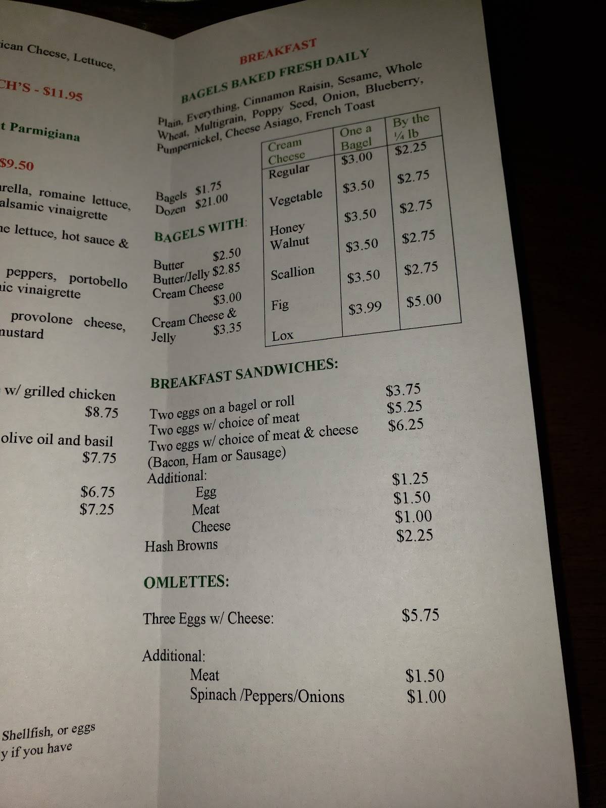 Menu at Nonna Maria’s Italian Deli & Market restaurant, Matthews