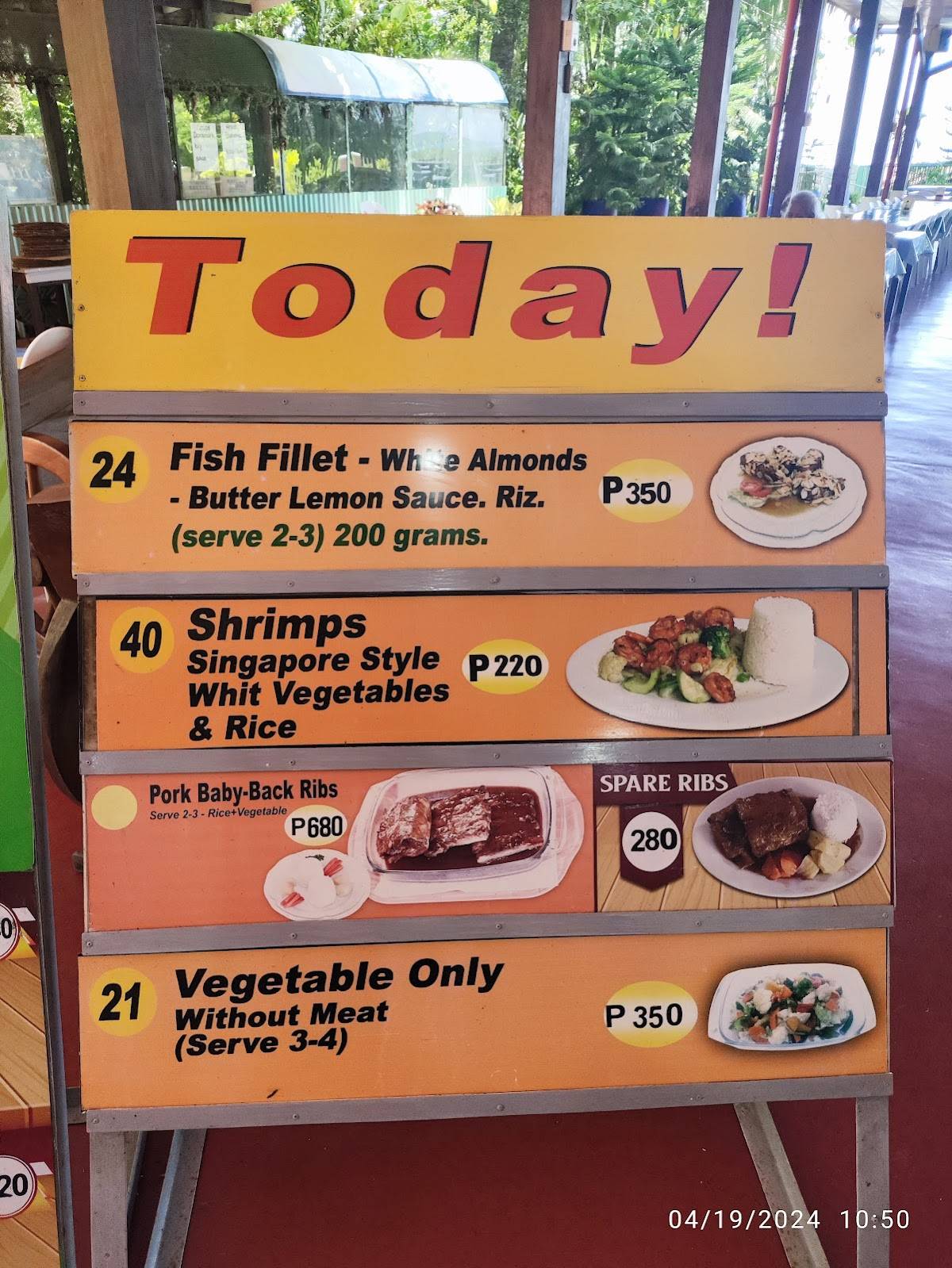 Menu at Ocean View Park restaurant, Bislig