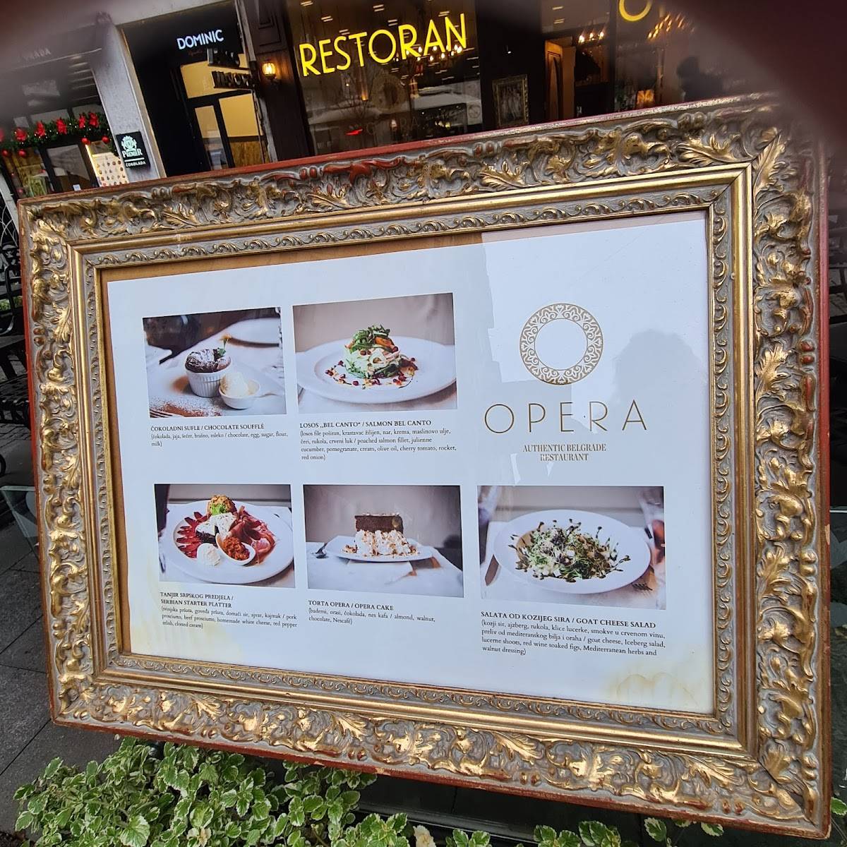 Menu at Restaurant Opera, Belgrade, Obilićev venac 30