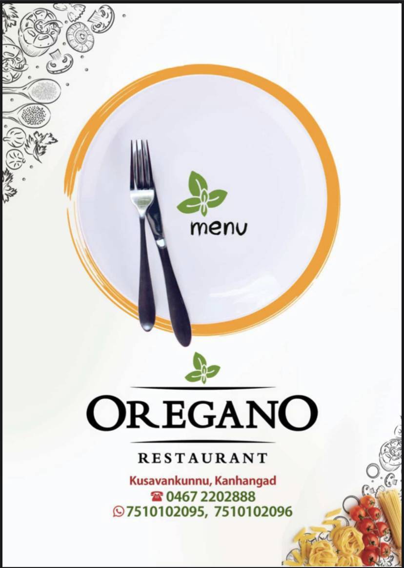 Menu at Oregano Restaurant, Kanhangad