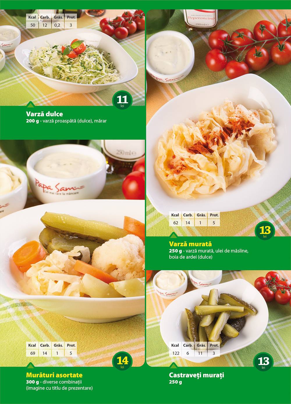Menu at Papa Sam, Timișoara