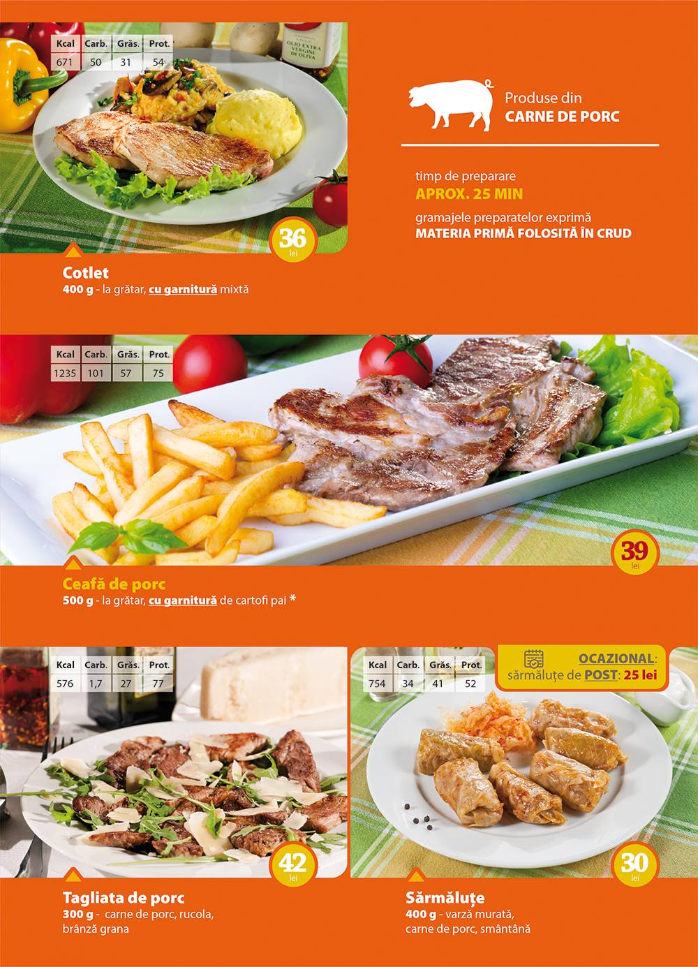 Menu at Papa Sam, Timișoara