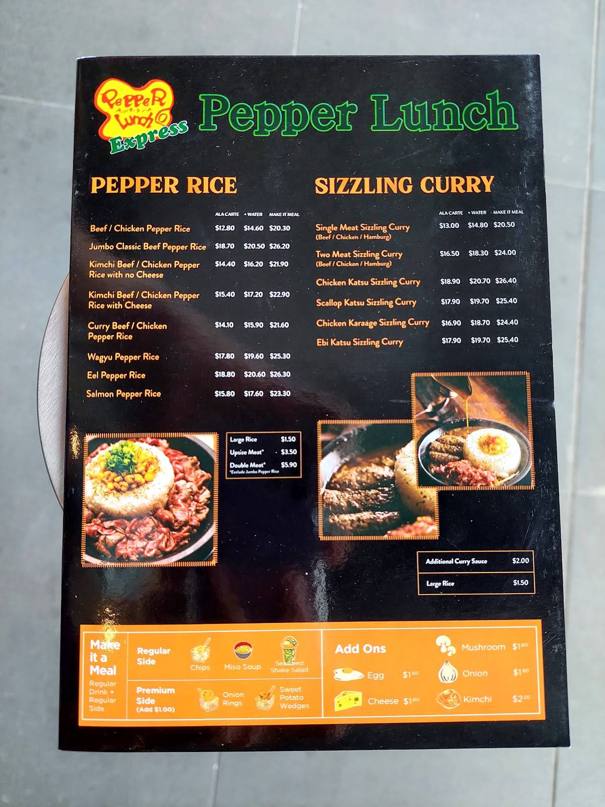 Carta del restaurante Pepper Lunch Express M-CITY, Clayton