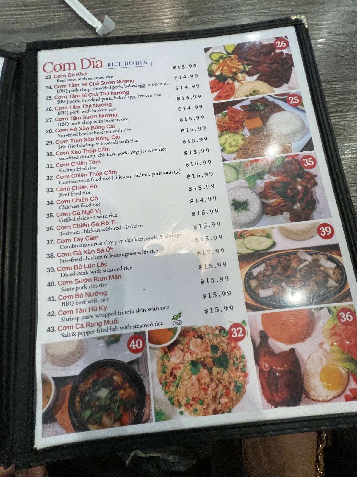 Menu at Pho Ha restaurant, Riverside, Magnolia Ave