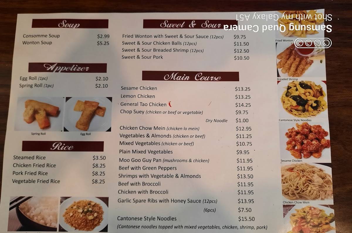 Menu at Phoenix Restaurant, Canada, 26 Main St N