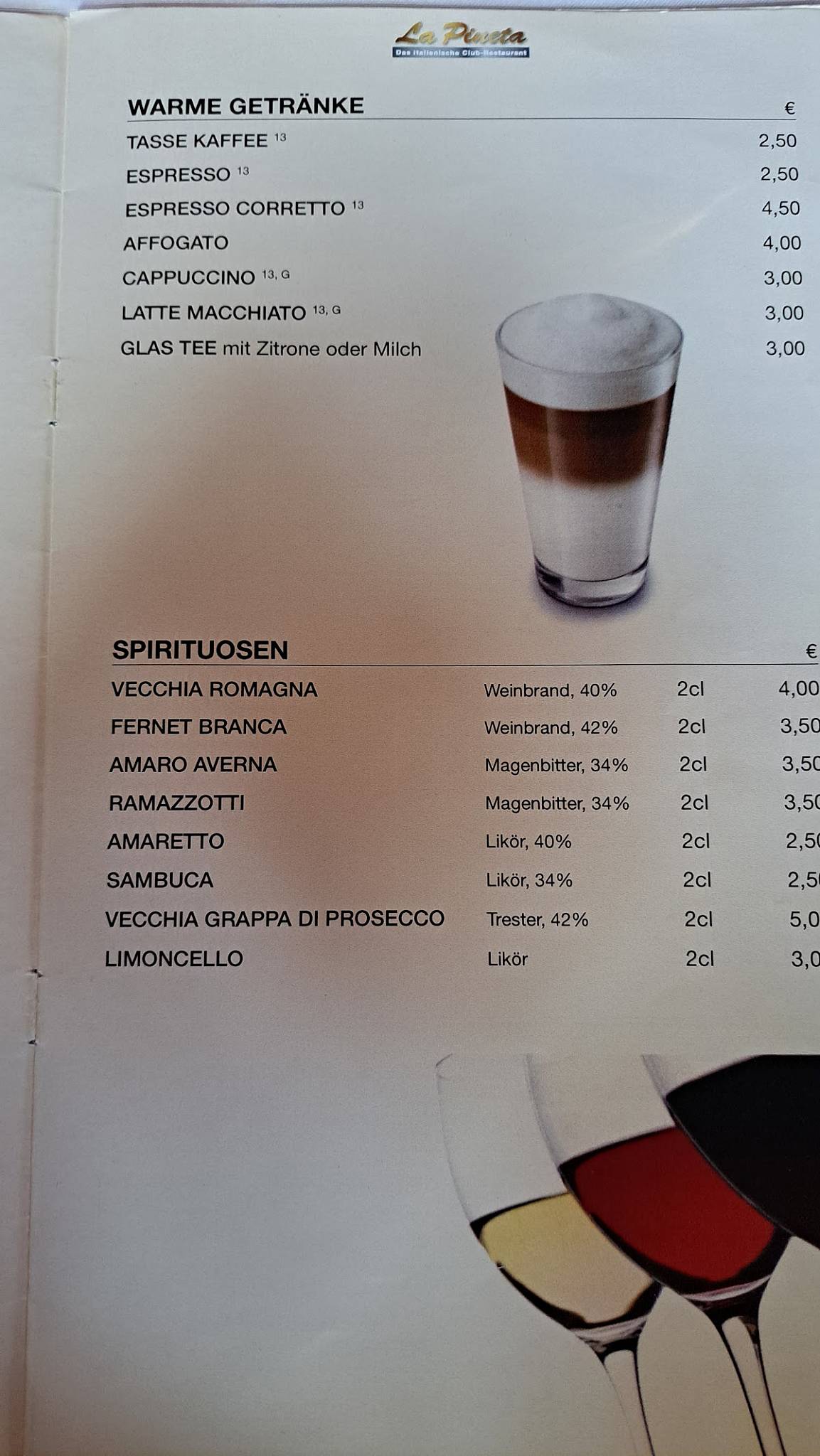Menu at Restaurant Pizzeria La Pineta, Würzburg