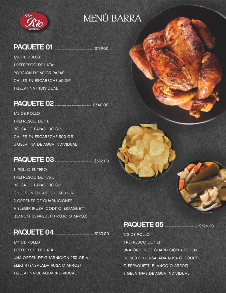 Carta del restaurante Pollos Río Yaqui, Ciudad López Mateos, Carr ...