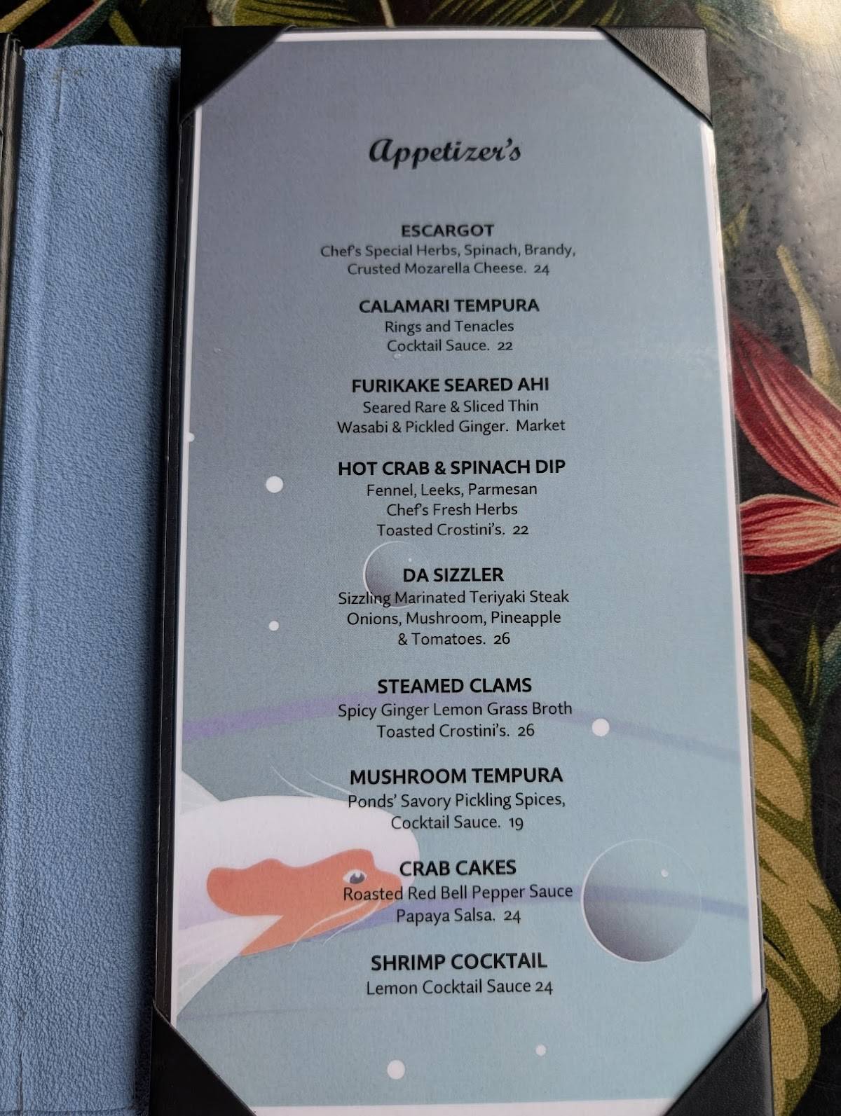 Menu at Ponds Hilo restaurant, Hilo