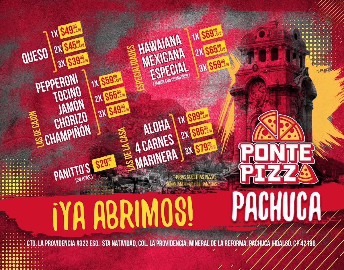 Carta del restaurante Ponte Pizza Pachuca, Pachuca del Soto