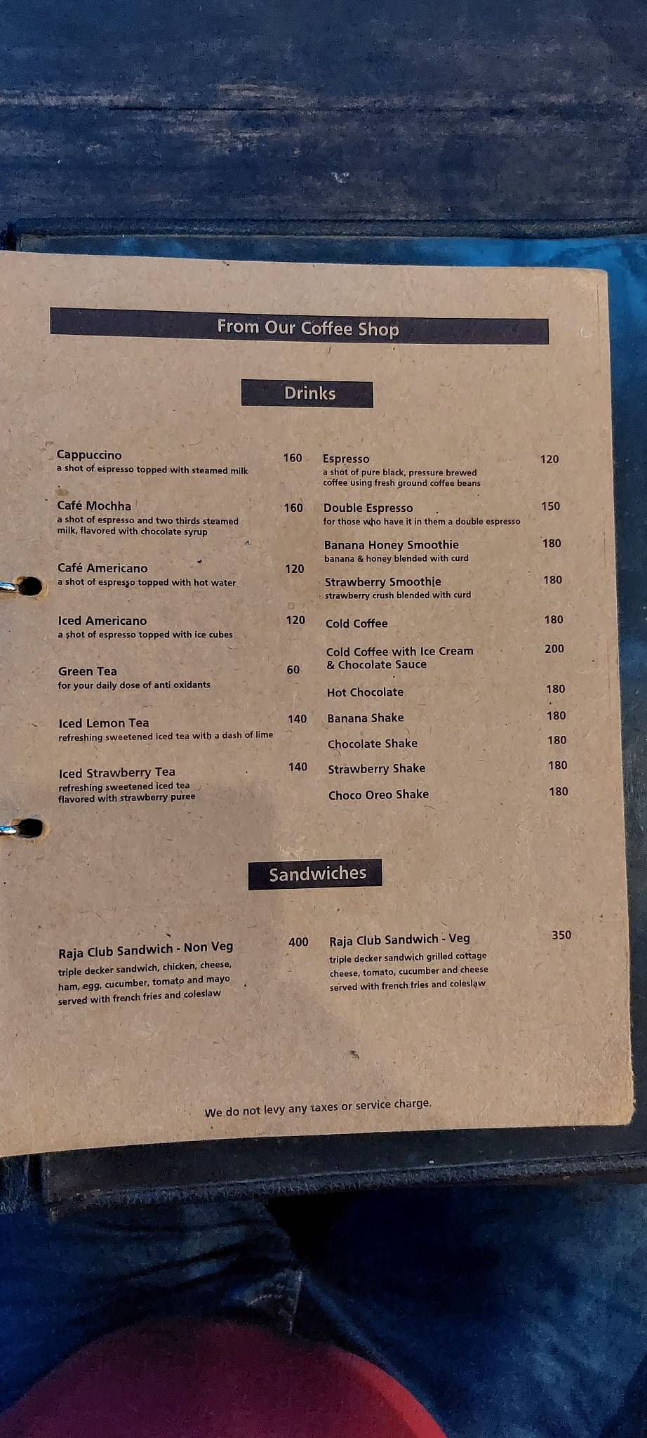 Menu at Raja Cafe Restaurant, Khajuraho