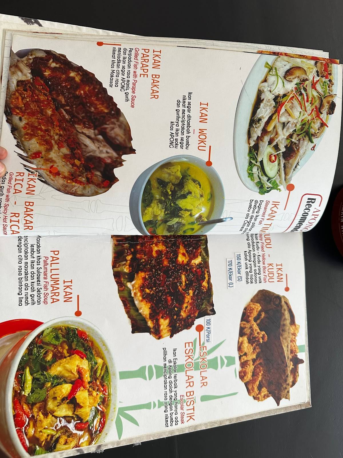 Menu at Restaurant Apong Seafood, Balikpapan