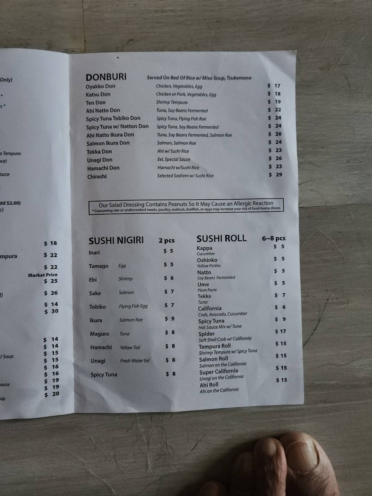 Menu at Restaurant Domo, Kaneohe