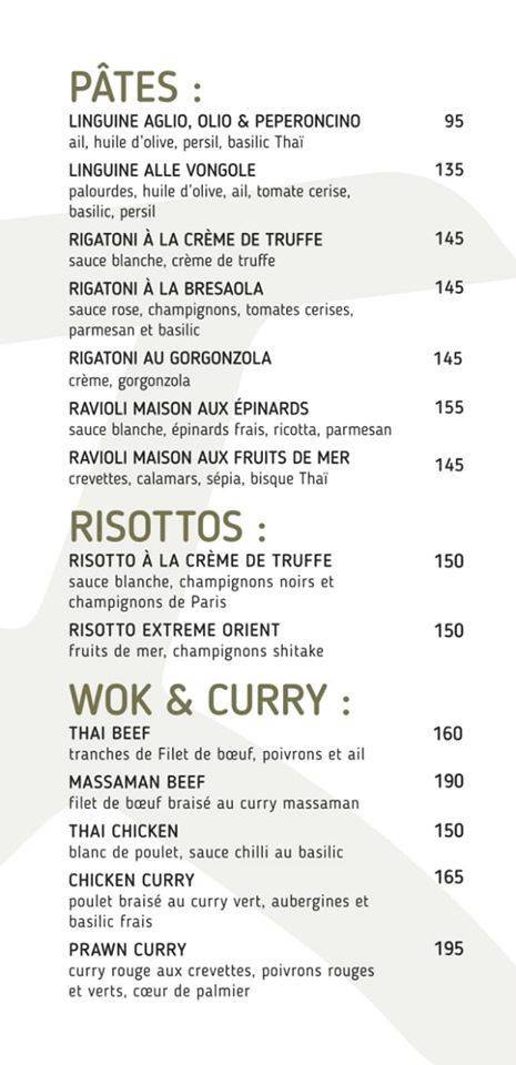 Menu au Restaurant KUMA, Rabat