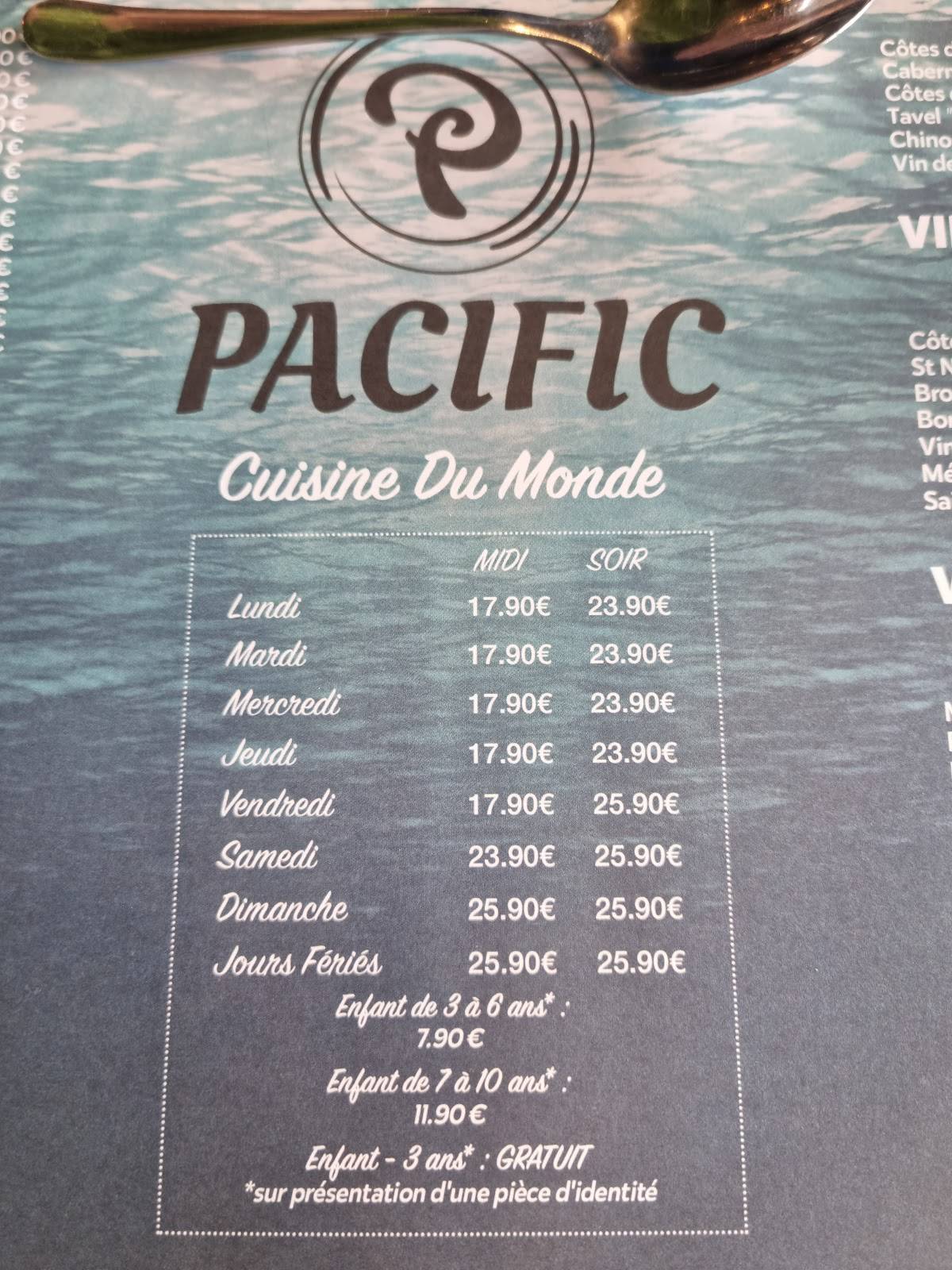 Menu au Restaurant Pacific, Saint-Maximin