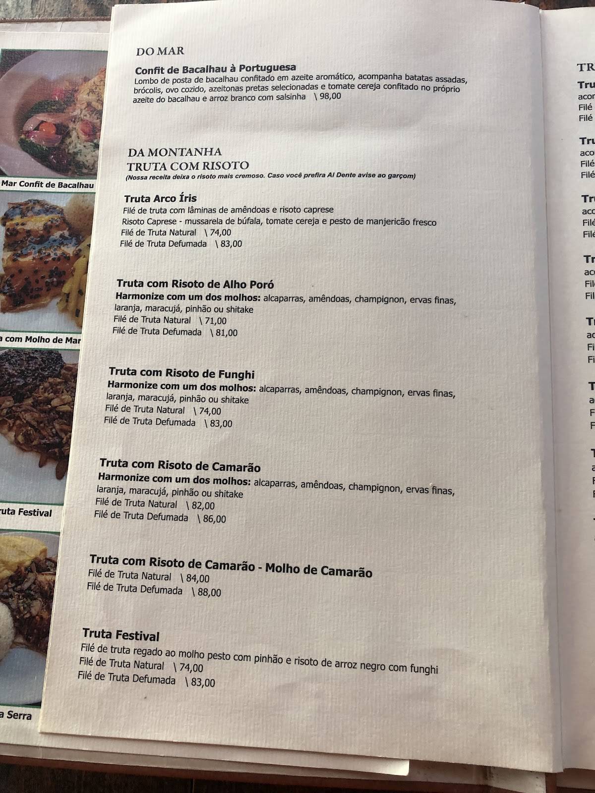 Menu em Restaurante Arco Íris, Santo Antônio do Pinhal, Avenida Antônio ...