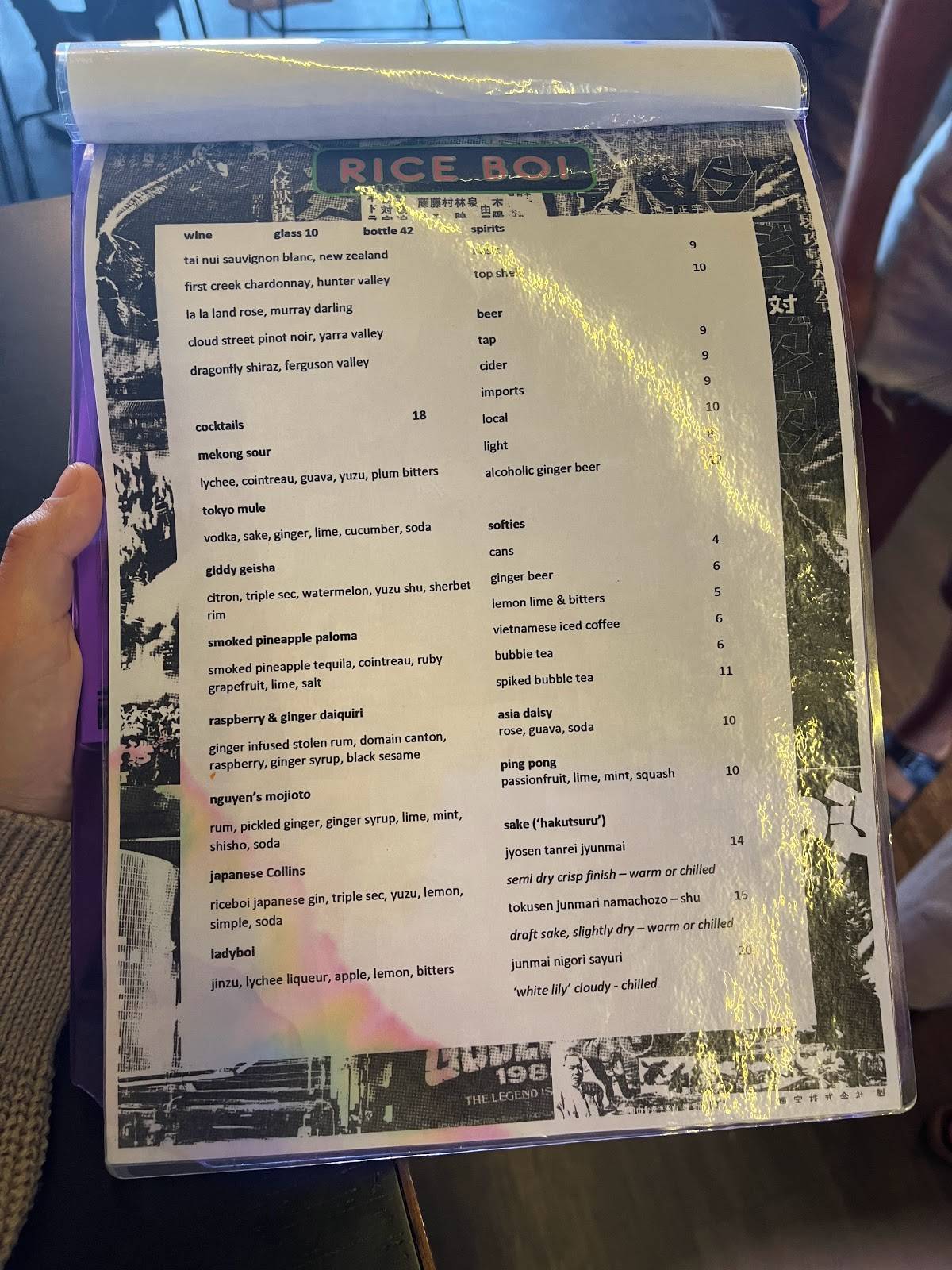 Menu at Rice Boi restaurant, Mooloolaba