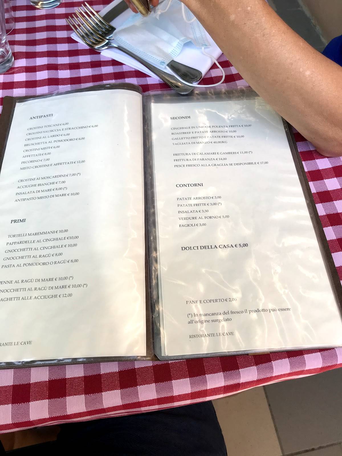 Menu da Ristorante Le Cave, San Vincenzo