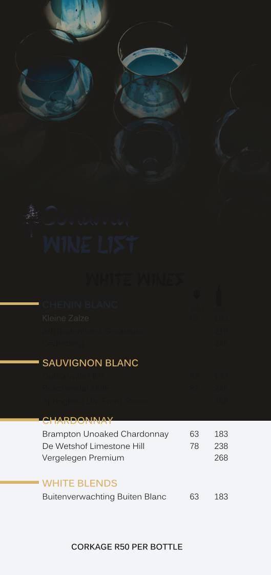 Menu at SONAMU restaurant, Cape Town