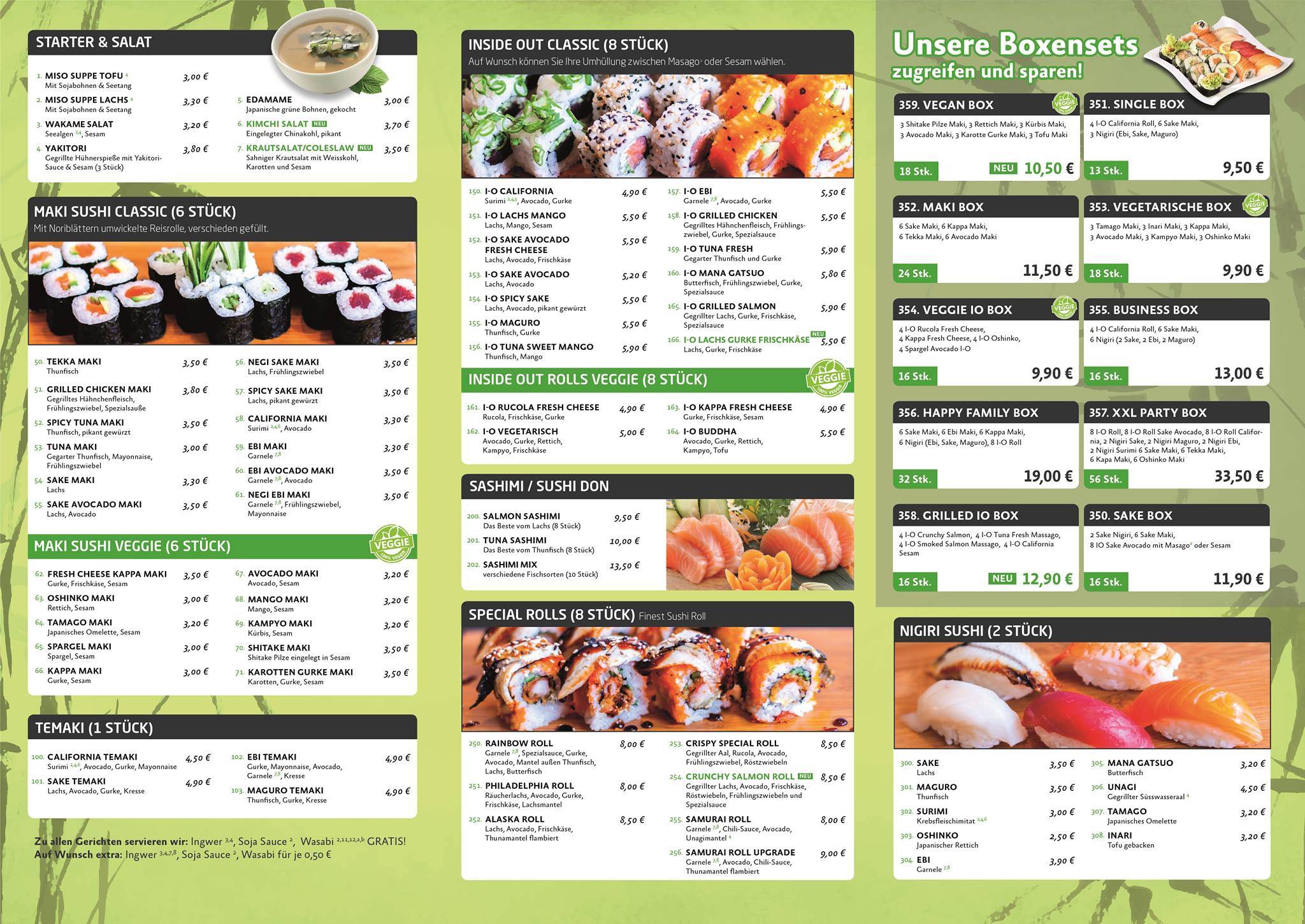 Speisekarte von SUSHI KYO restaurant, Nürnberg