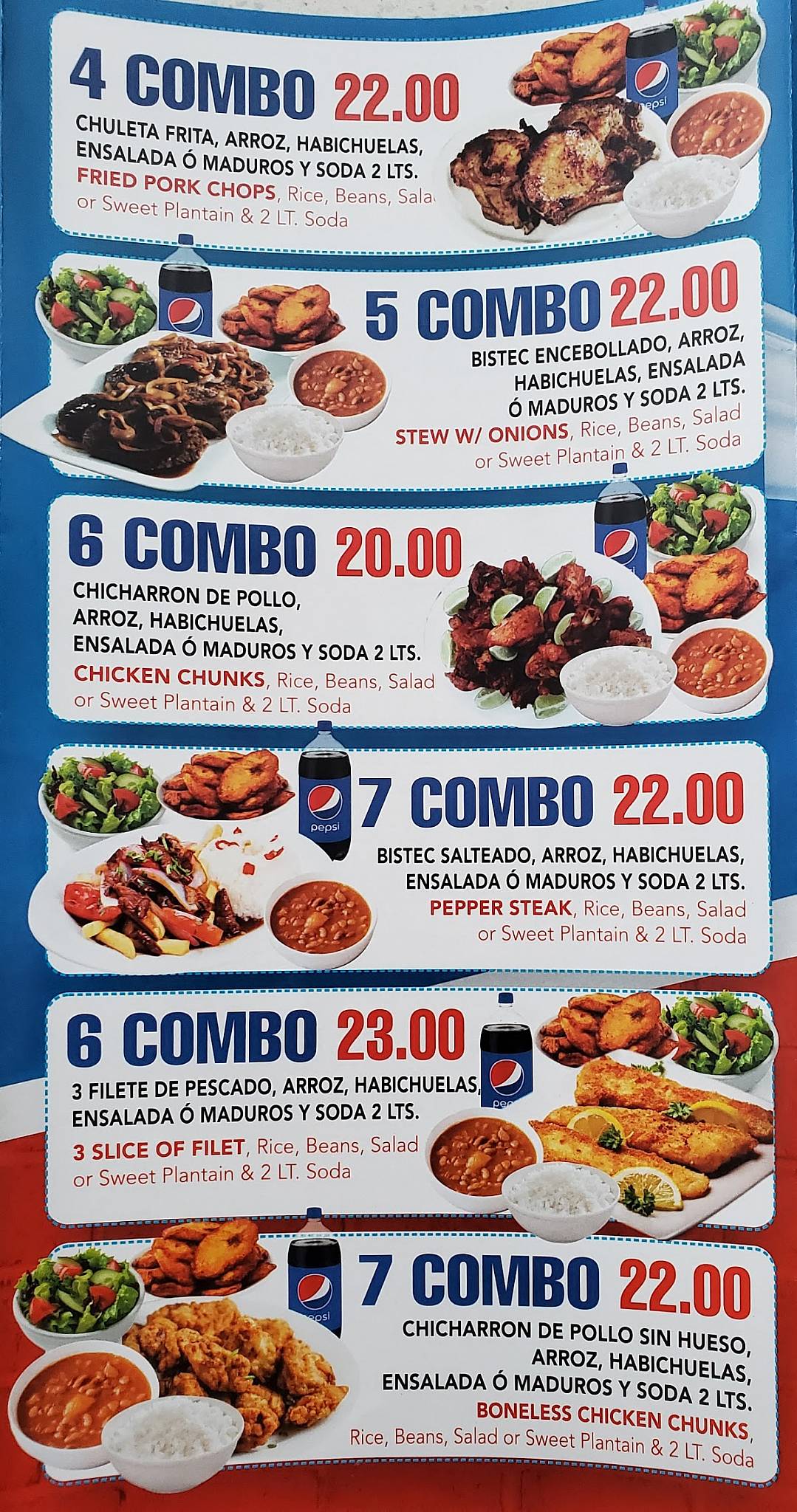 Carta de Sabor Tipico Dominicano Restaurant, Bridgeport
