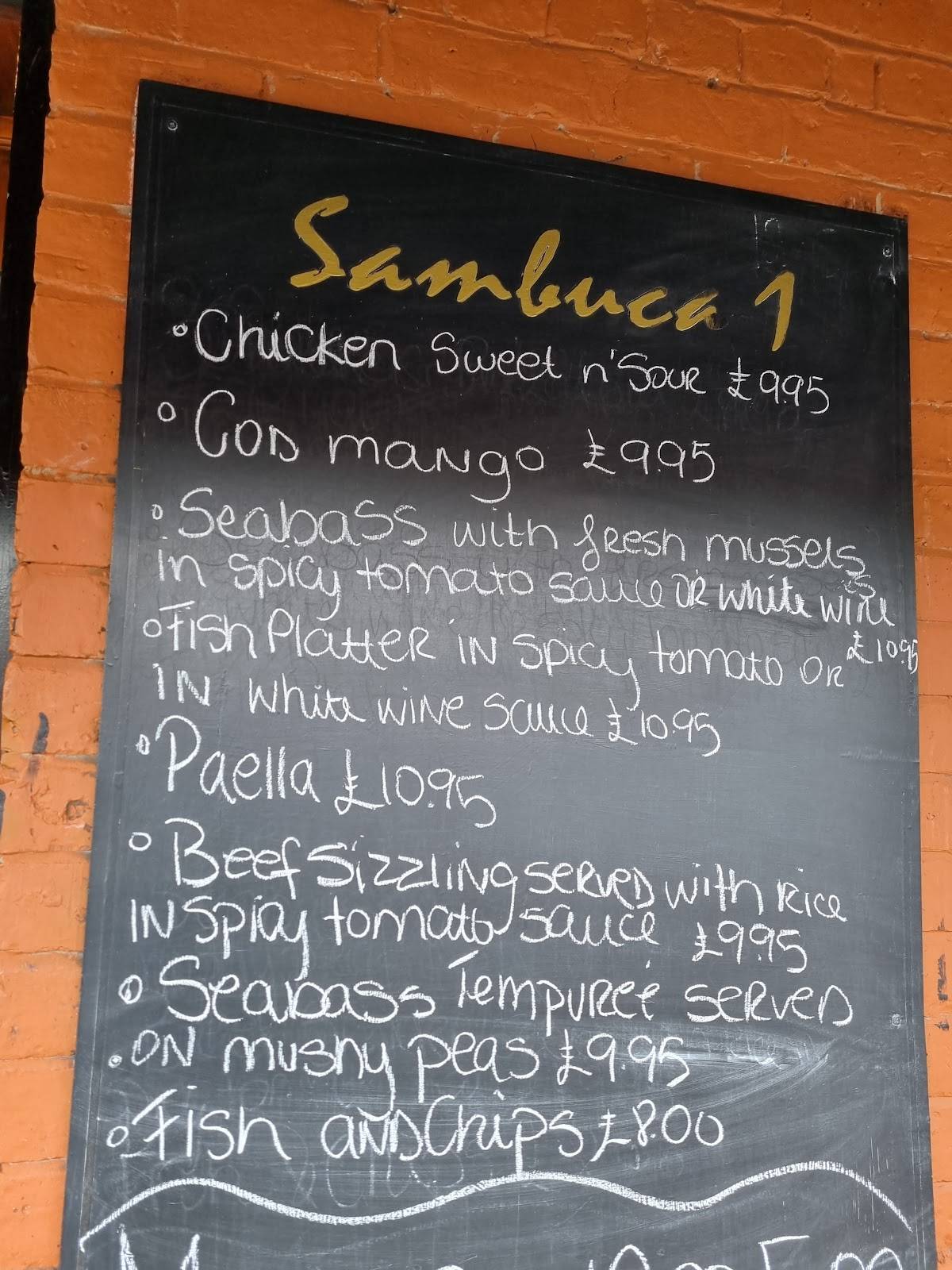 Menu at Sambuca 1 restaurant, North Shields, 10-11 Union Quay