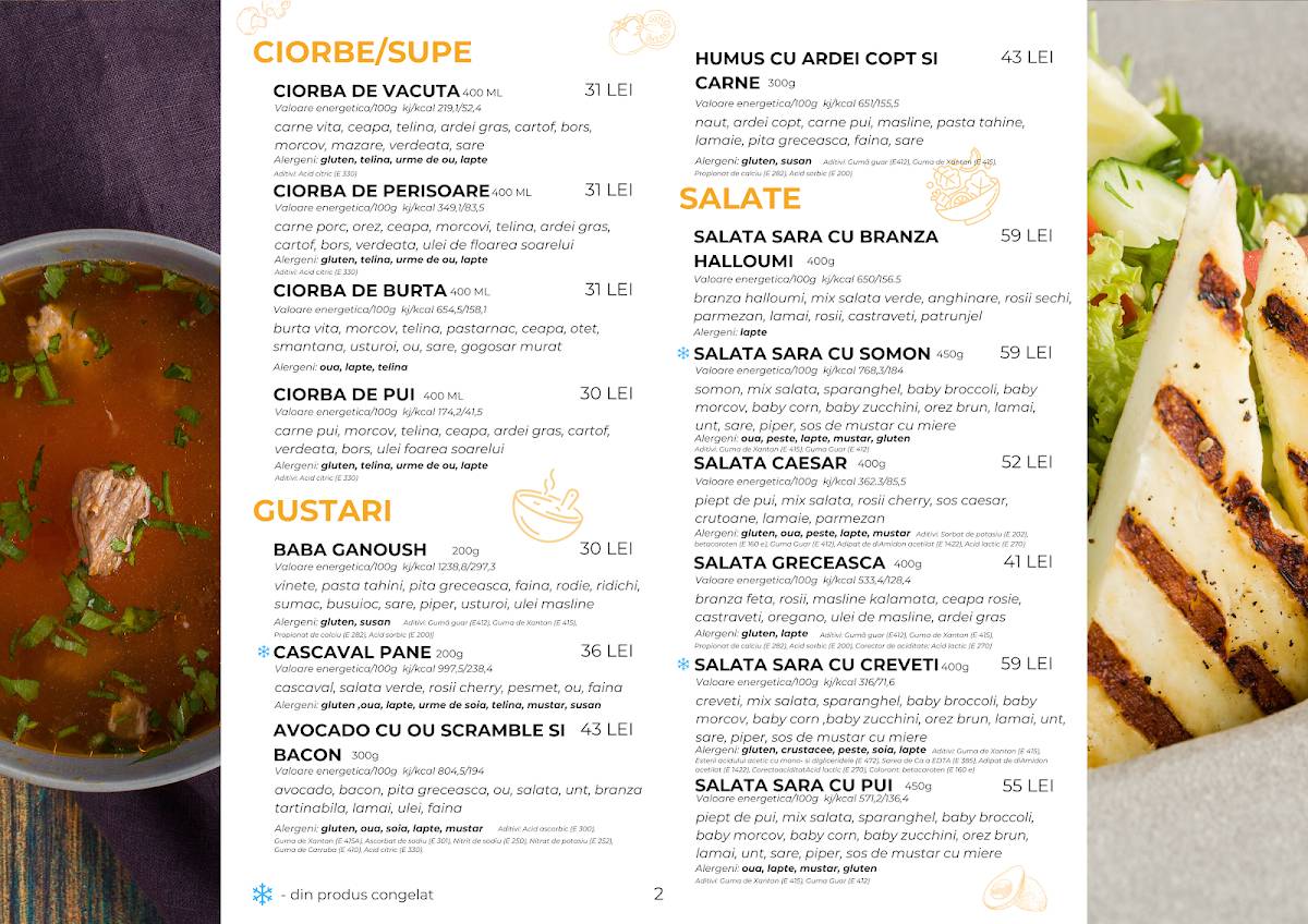 Menu at Sara Bistro ONE Cotroceni, Bucharest