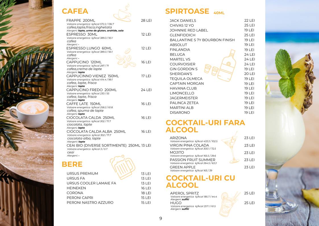 Menu at Sara Bistro ONE Cotroceni, Bucharest