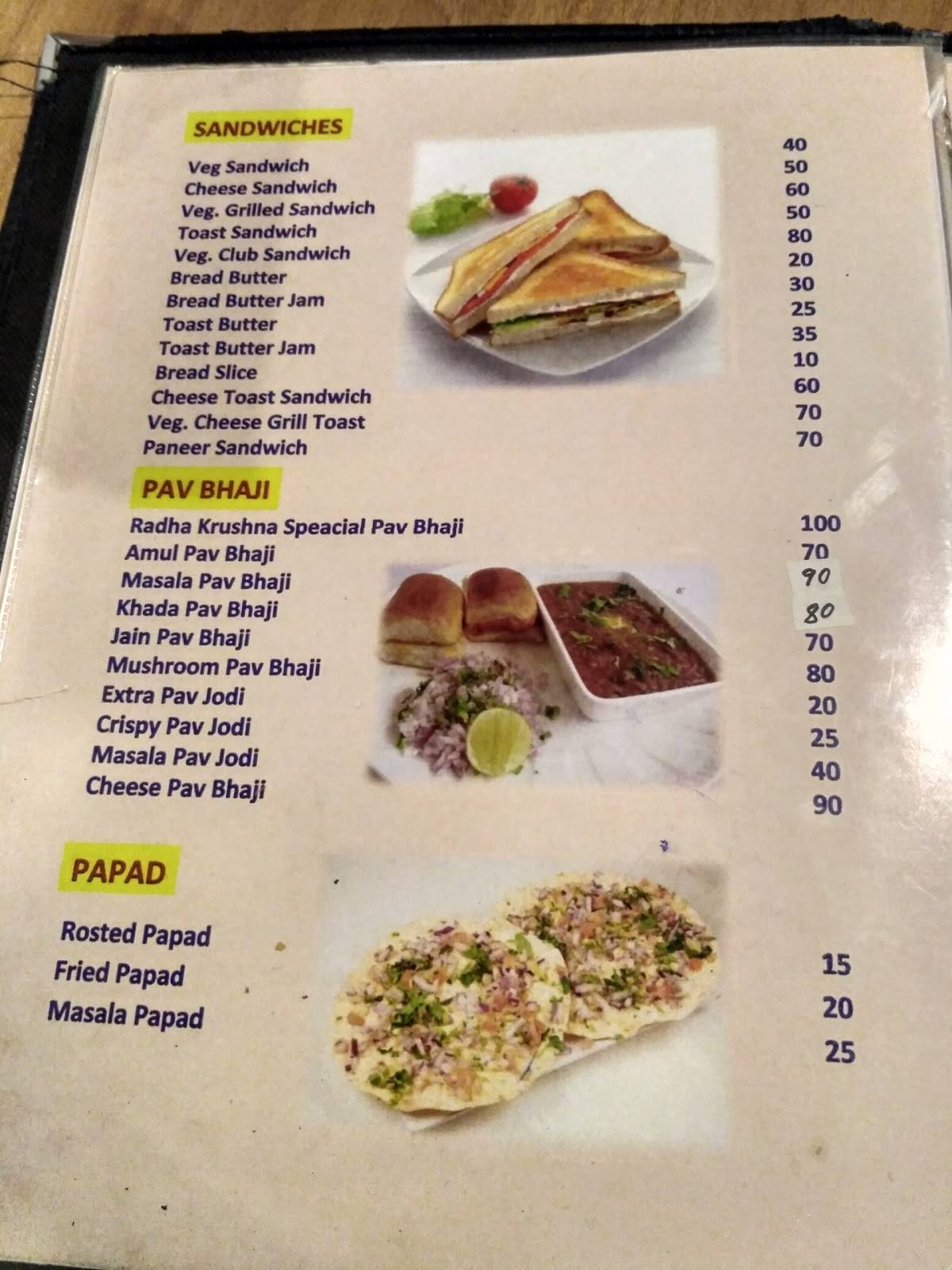 Menu at Shree Radha Krishna Pure Veg, Pune, FQ2V+W8V