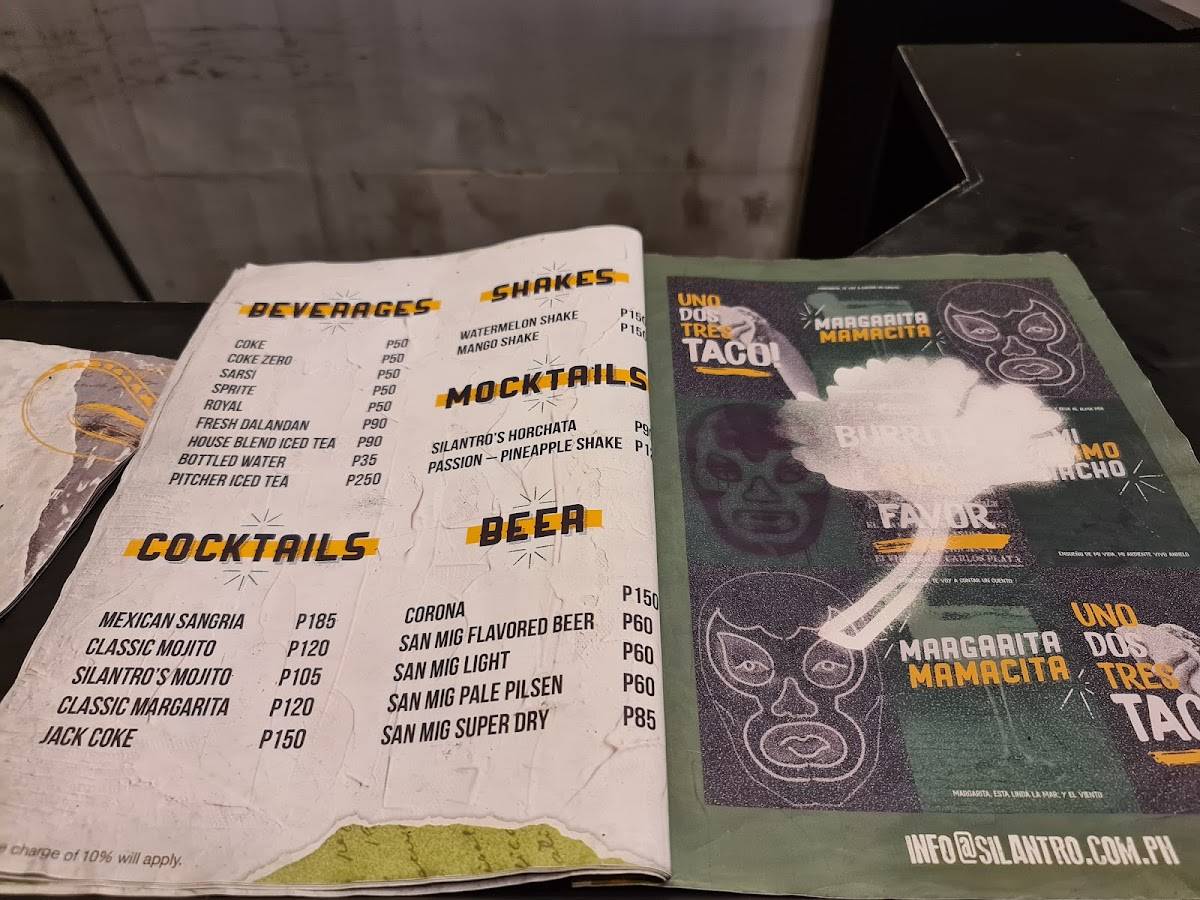 Menu at Silantro Fil-Mex Cantina (Eastwood branch) restaurant, Quezon ...