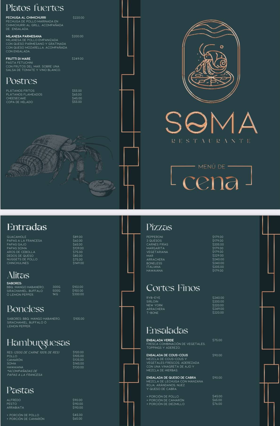 Carta de Restaurant Soma, La Resolana