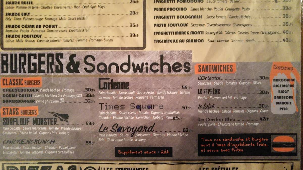 Menu at Souflouf restaurant, Casablanca, Bd 60