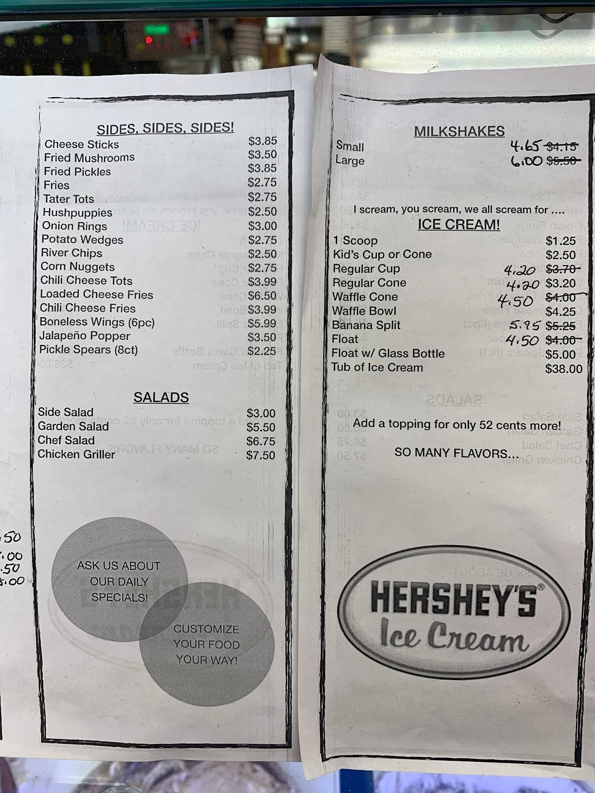 Menu at Speedway Cafe, Rutherford College, 611 Malcolm Blvd