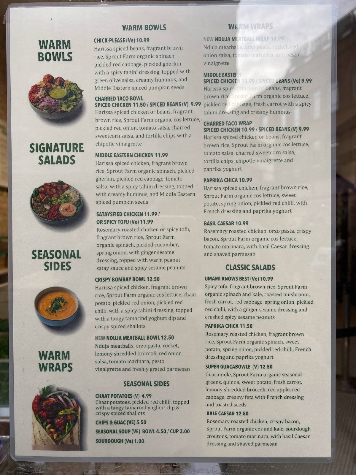 Menu at Sprout & Co Dawson St restaurant, Dublin, 3 Dawson St