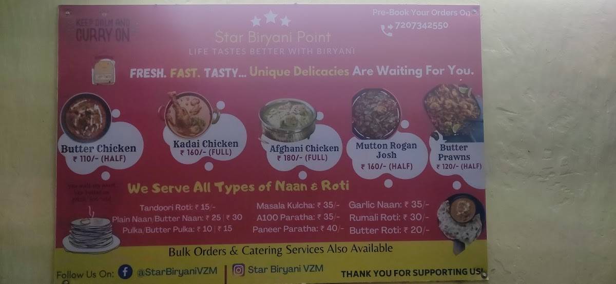 Menu at Star Biryani Point, Vizianagaram