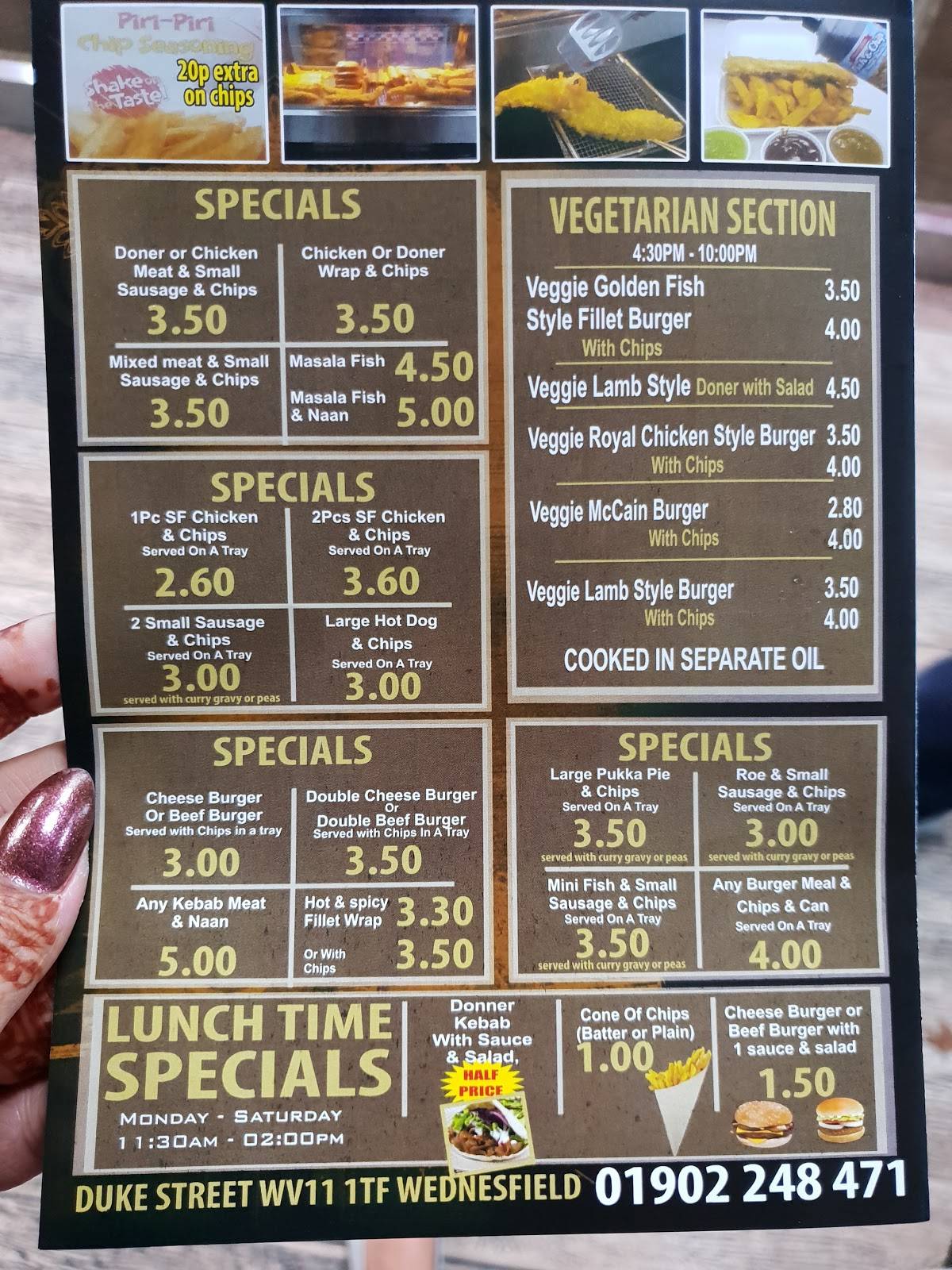 Menu at Sukie Fish Bar, Wolverhampton