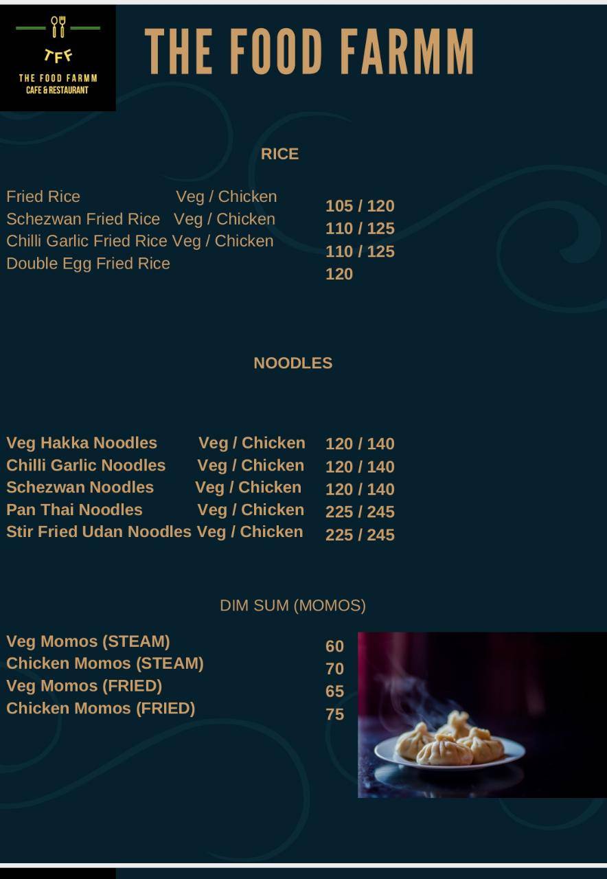 Menu at TFF, Bengaluru