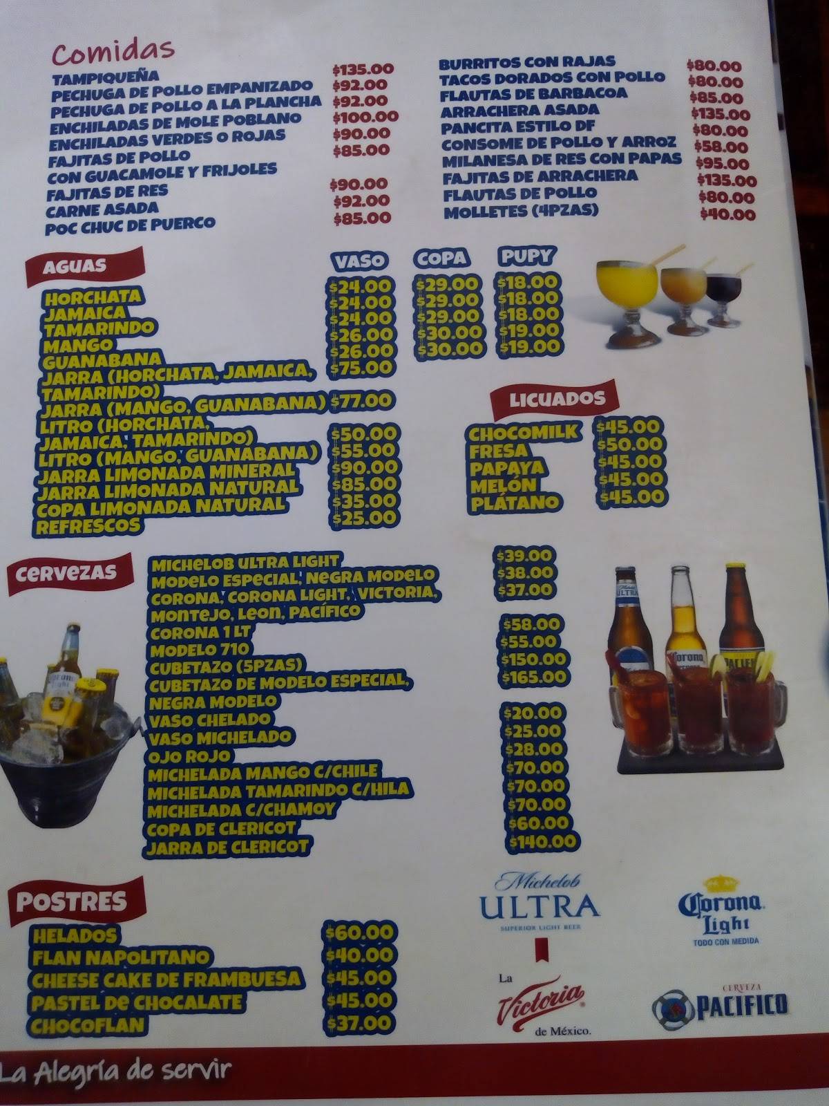 Carta del restaurante Tacos Rigo, Cancún, Playa 50 ‎ Cancun Centro Off ...