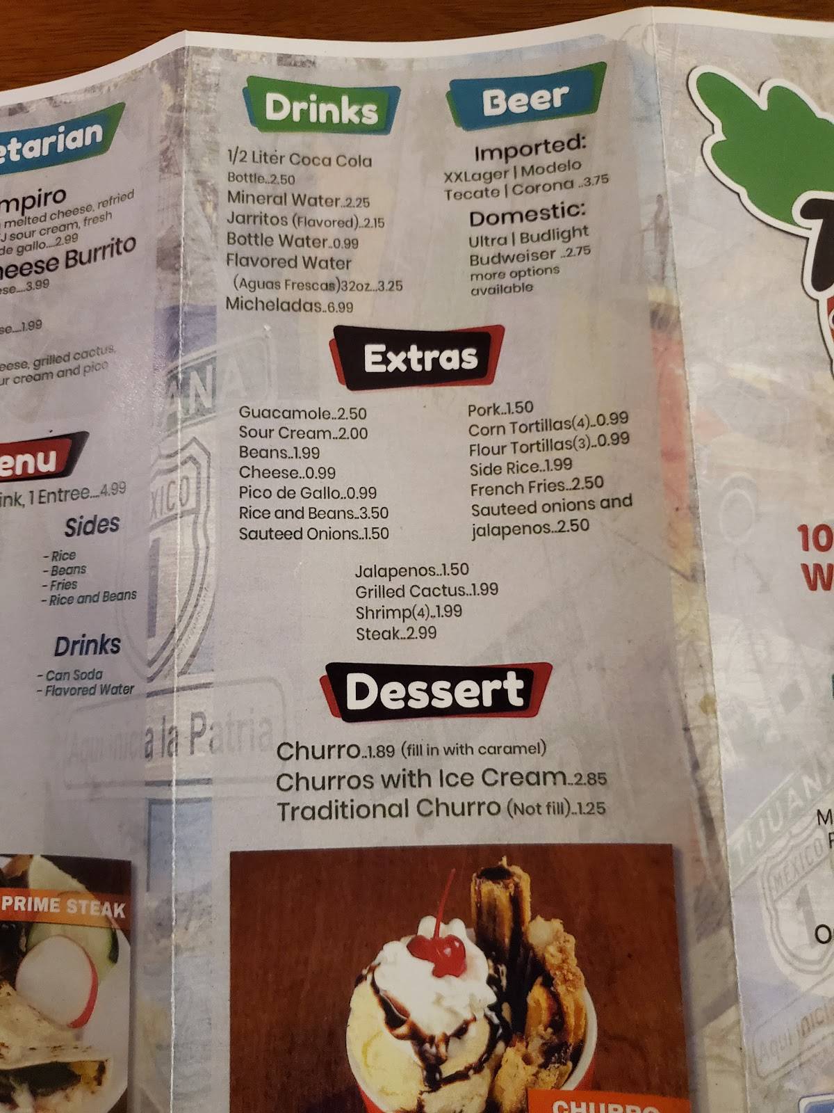 Menu at Tacos tj 664 restaurant, Wichita