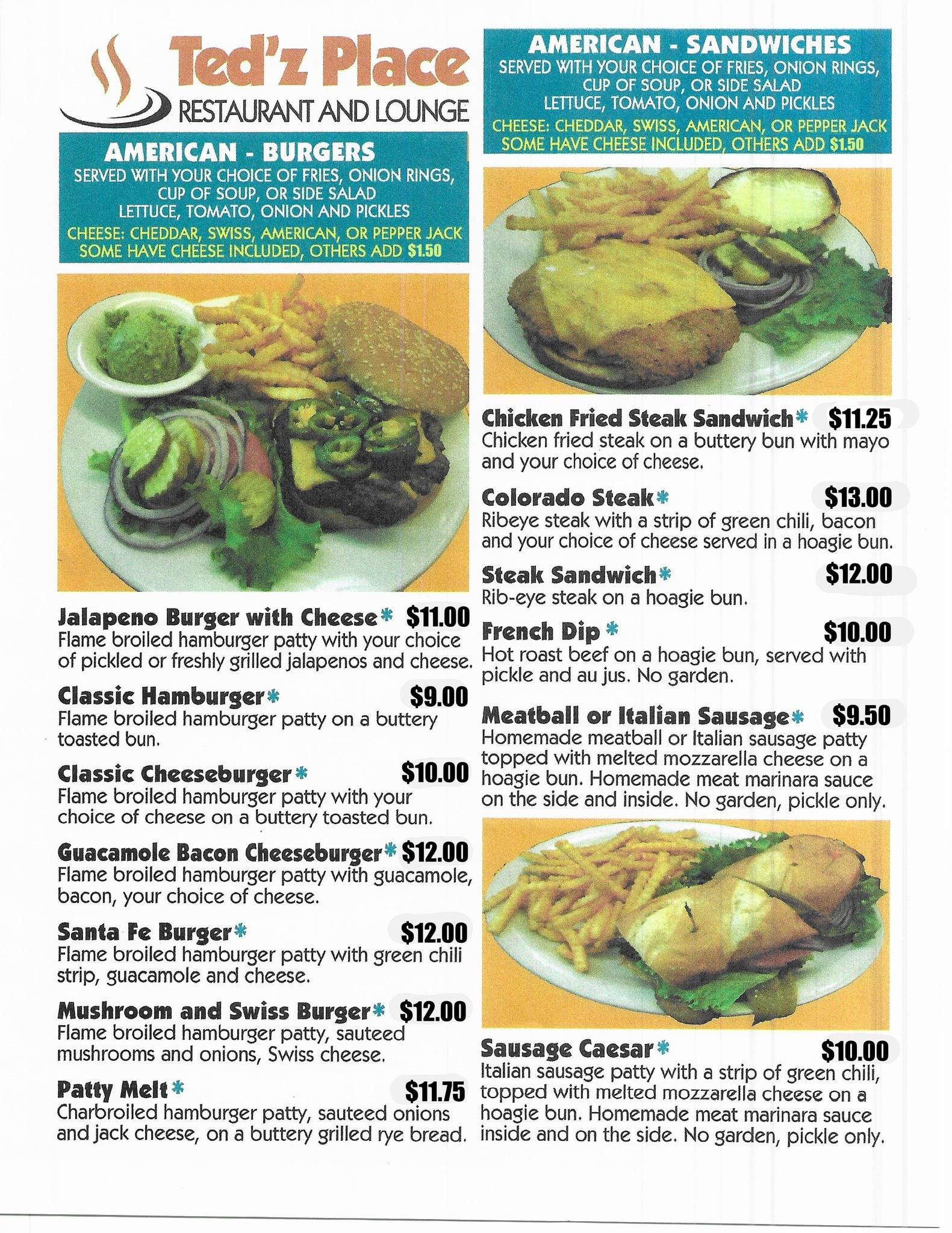 Menu at Ted'z Place Restaurant and Lounge, Commerce City